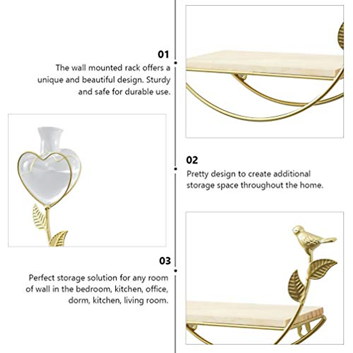 DOITOOL Floating Shelves Wall Mounted Wall Shelf Metal Storage Rack Holders Butterfly Style for Home Living Room Bedroom Decoration