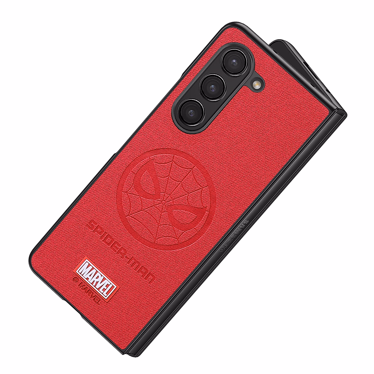 IRON SPIDER Case for Samsung Galaxy Z FOLD 5 5G, with Superhero character Compatible Galaxy Z FOLD 5 5G Leather Case RED