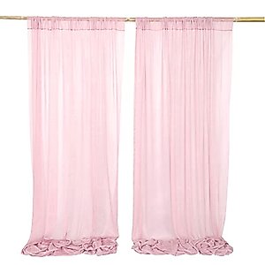 Lookein Dusty Rose Wedding Backdrop Wrinkle-Free White Sheer Backdrop Curtains 10ft x 10ft Chiffon Fabric Drapes for Wedding Ceremony Arch Party Stage Decoration