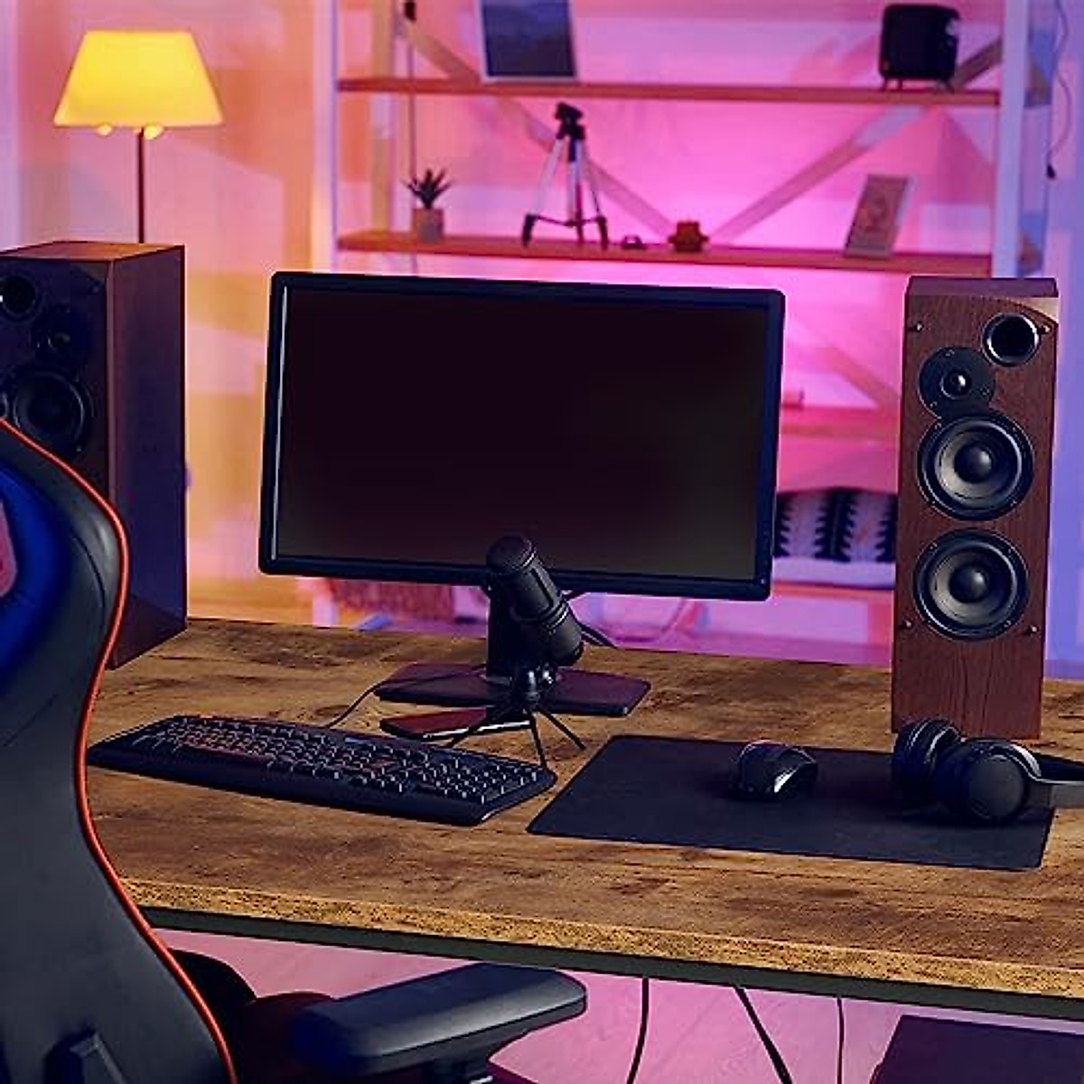 HealSmart Computer Office Desk 40 Inch Writing Small Space Study Table Modern Simple Style Worktable with Storage Bag for Home, Bedroom, Brown