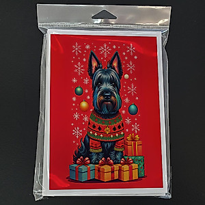 Caroline's Treasures DAC3156GCA7P Scottish Terrier Holiday Christmas Greeting Cards Pack of 8 Blank Cards with Envelopes Whimsical A7 Size 5x7 Blank Note Cards