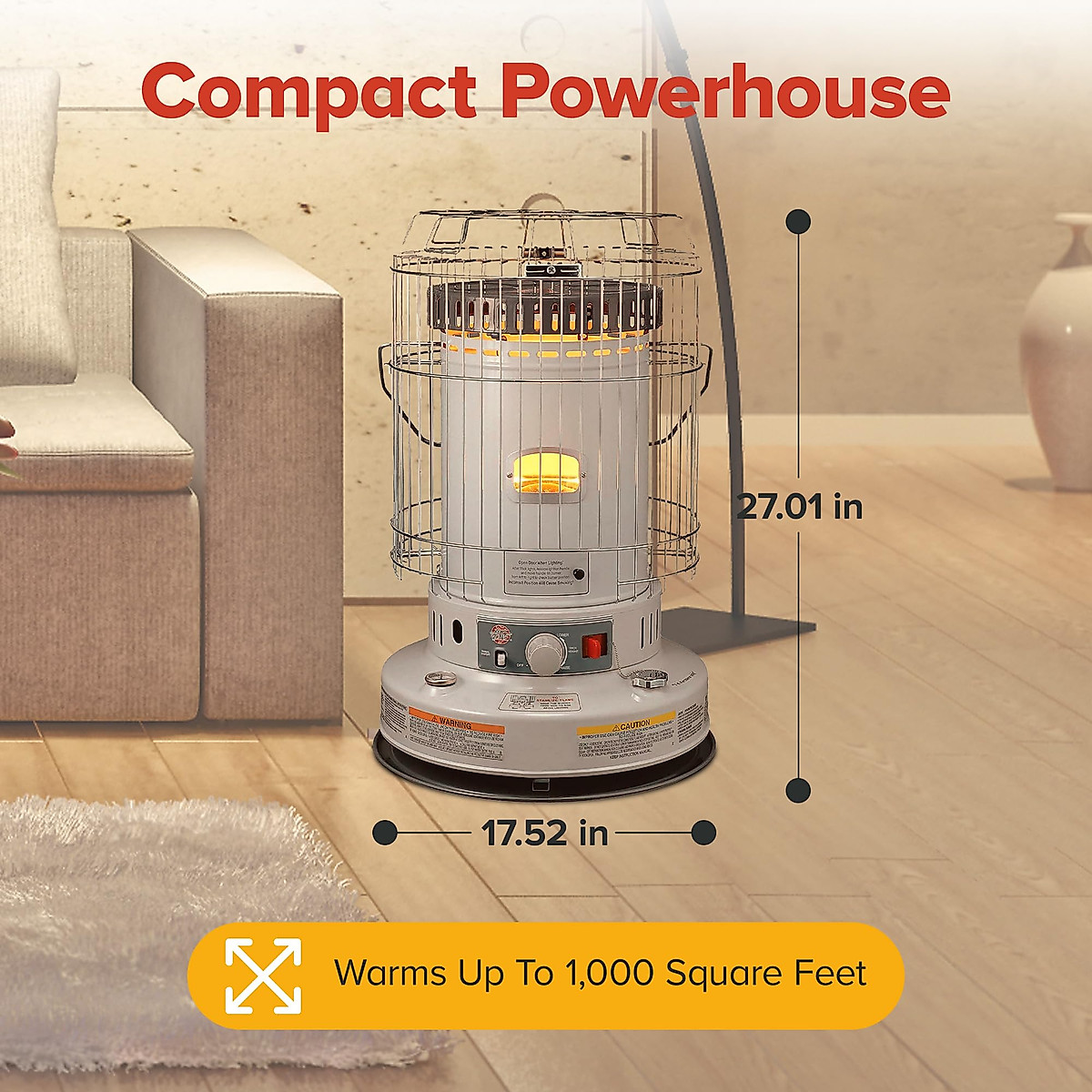 Kero World KW-24G Indoor Kerosene Heater, Large, Gray