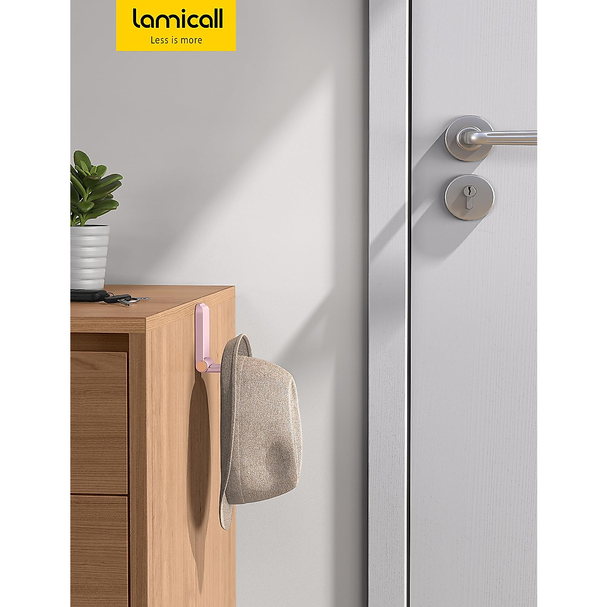 Lamicall Headphone Stand, Sticky Headset Hanger - Adhesive Headphone Holder Hook Mount, Headset Stand Holder Clip Under Desk, Earphone Clamp for Airpods Max, HyperX, Sennheiser, Pink