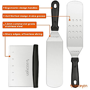 Beichen Griddle Accessories Kit, 34Pcs Stainless Steel Flat Top Grill Tools Set for Blackstone and Camp Chef, Grilling Spatula Set, Scraper, Carry Bag, Grill Cleaning Accessories for Men Outdoor BBQ