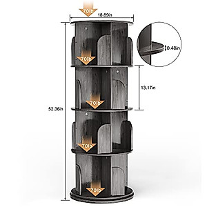 LAZEYARD Rotating Bookshelf, Rotating Bookshelf Tower for Small Space, 360 Display 4 Tier Floor Standing Storage Rack, Wood Narrow Book Shelf for Bedroom, Living Room