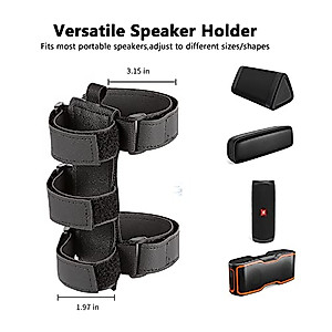 Caudblor Portable Bike Speaker Mount, Adjustable Wireless Speaker Strap, Premium Universal Bicycle Handlebar Sound Bar Holder with 2 Straps, for JBL Speakers/Water Bottle on Golf Cart/Boat