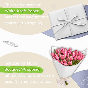 SMART&CASUAL 15" x 450" (37.5') Kraft Paper Roll for Art Craft Supplies Gift Wrapping Moving Packing Kids Painting Drawing Paint Easel Poster Chart Paper (White, 15"W x 450"L (37.5'))