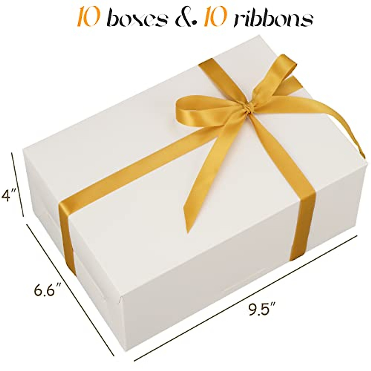 UnicoPak White Gift Boxes 10 Pack 9.5x6.6x4 Inches, Gift Boxes for Presents, Bridesmaid Proposal Box, Gift Box for Wedding, Birthday, Baby Shower, Anniversary, Graduation, Christmas