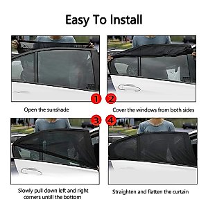 Ziciner Car Window Shade, 4 Pcs Auto Side Front Rear Window Sun Shades, Heat Block and UV Rays Protection, Breathable Mesh Privacy Protection Curtain, Universal Fit Most SUV (SUV Front&Back 4Pcs)