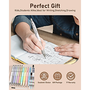 Nicpro 31PCS Pastel Mechanical Pencil Set in Case, Cute Mechanical Pencils 0.5, 0.7, 0.9 mm & 2.0 mm with 15 Tube (HB 2B Colors)Lead Refills, 3 Erasers, Aesthetic School Supplies for Writing Sketching