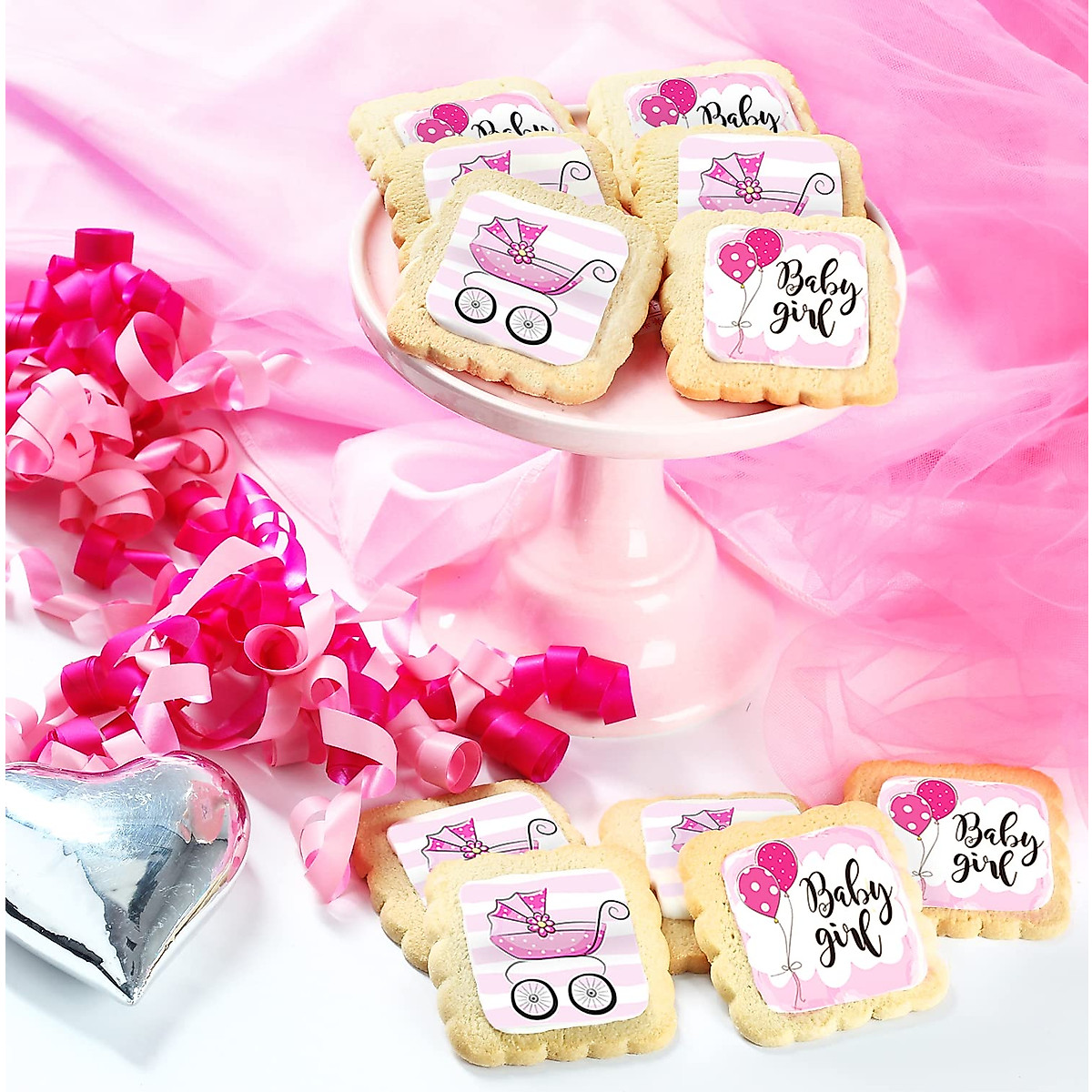 Baby Shower Cookies Baby Girl 24 PACK Favors Dessert Table Decorated Individually Wrapped Sugar Cookies Party Gift