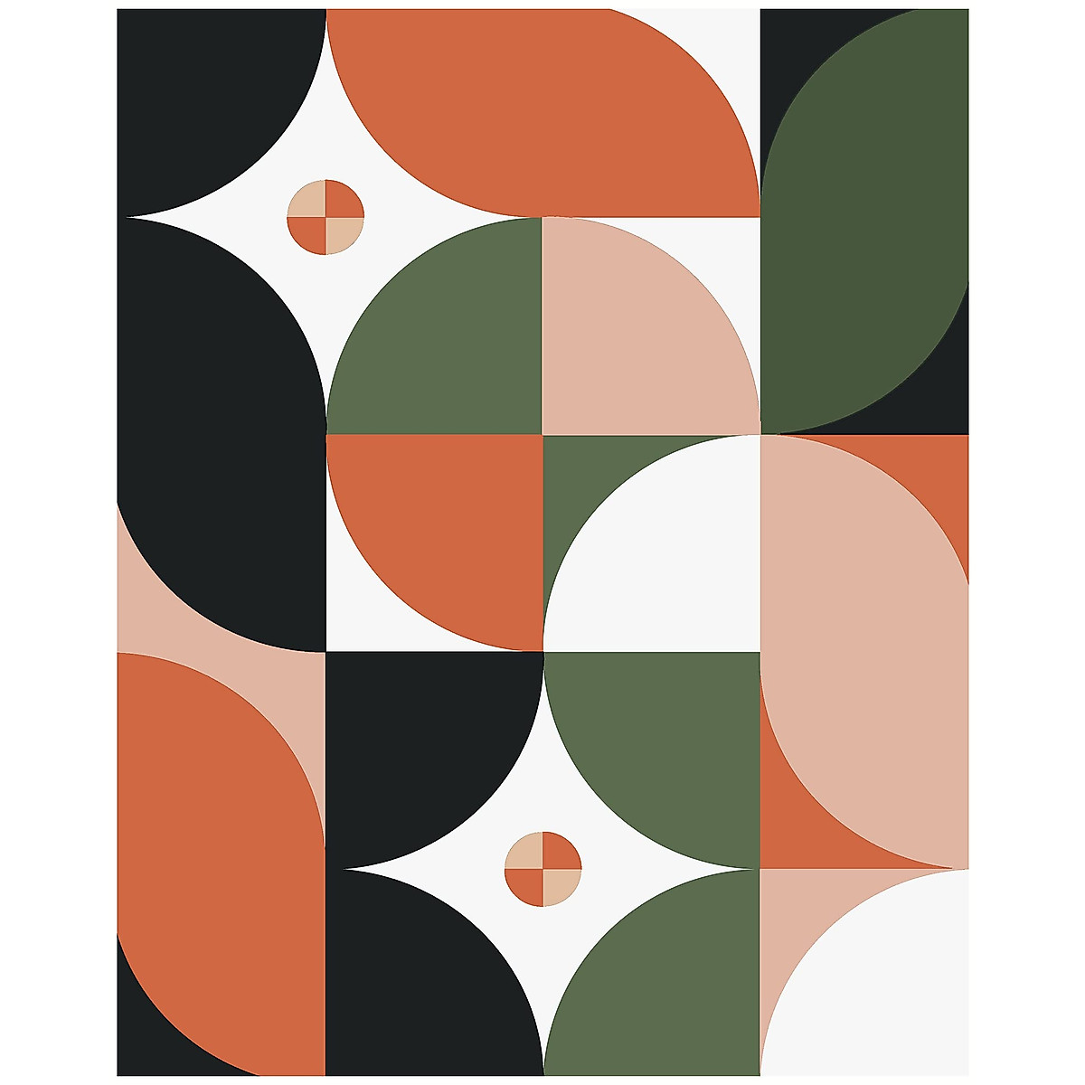 HAOKHOME 96130-1 Peel and Stick Wallpaper Geometric Olive/MistyRose/White/Black/Red Modern Wall Decor Bathroom Removable Contact Paper 17.7in x 9.8ft