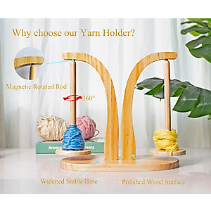 Kamostarr Wooden Yarn Holder for Crocheting, Magnetic Rotating Yarn Ball Holder, Yarn Spinner as Crochet Gift for Knitting Lovers