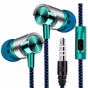 shlutesoy Fashion 3.5mm Braided Wire Stereo Super Bass Earphone in-Ear Headset with Mic Red