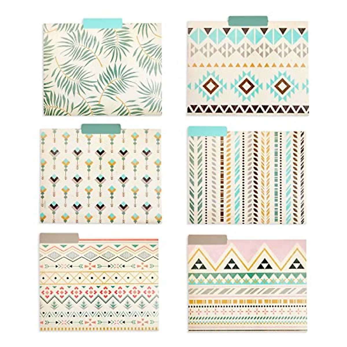 12-Pack Boho-Themed Western Decorative File Folders, Letter Size, 1/3 Cut Tab, Bohemian-Themed