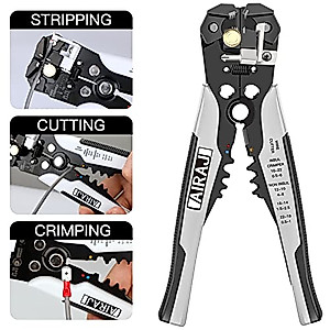 AIRAJ PRO Self Adjusting Wire Stripper,3 in 1 Heavy Duty Wire Cutter Stripper Crimper Tool,Universal Wire Stripping Cutting for 10-24 AWG Wire Cutter for Electrical Cable Cutting,Crimping Tool