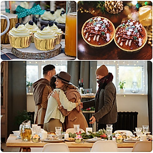 Gandeer 300 Pack Gold Cupcake Cups Disposable Foil Muffin Liners 3.5 oz Wrappers for Baking Aluminum Paper Mini Metallic Party Wedding Festival