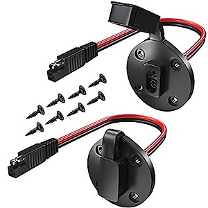 Goupchn SAE Power Socket Sidewall Port 2 Pack Weatherproof SAE Quick Connect Solar Panel Flush Mount Connector 2 Pin 12AWG SAE Solar Cable with 8 Screws for Solar Generator Battery Charger