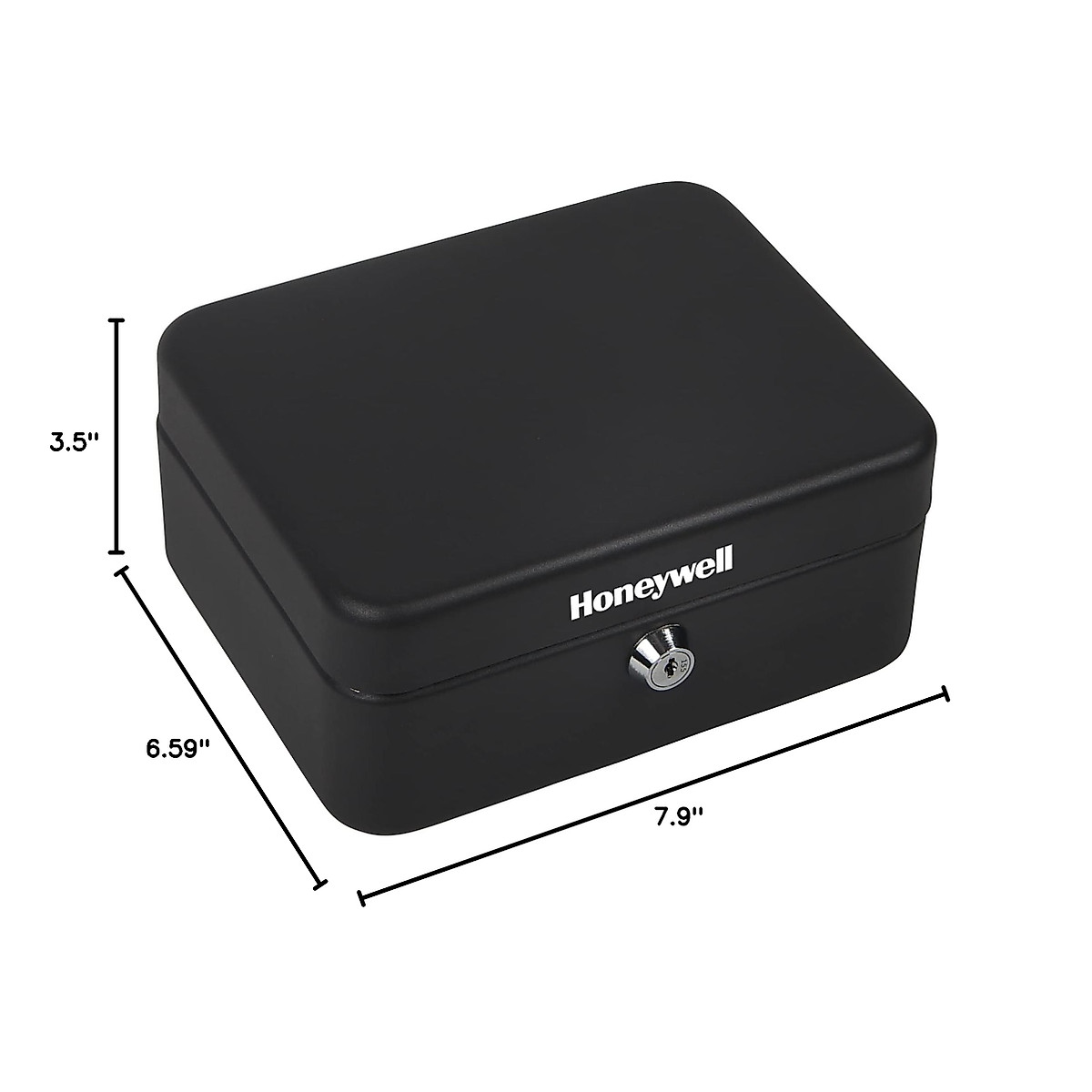 Honeywell Safes & Door Locks - 6111 Convertible Steel Cash and Security Box with Key Lock, Black 6.6x7.9x3.5