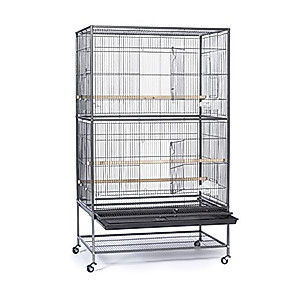 Prevue Pet Products Wrought Iron Flight Cage with Stand, Large Birdcage for Pets, Metal Cage Standing Birdcage, Black Hammertone Finish