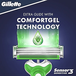 Gillette Sensor3 Sensitive Men's Disposable Razor, 4 Razors