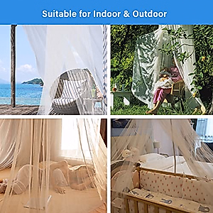 Aoresac Mosquito Net Bed Canopy for Girls, Elegant Canopy Bed Curtains from Ceiling, Easy to Install, Dome Mosquito Netting for Single to Adult Size Beds, Home & Camping Use (Round)
