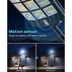 Eontim 4200W Solar Street Lights Outdoor, Commercial Solar Parking Lot Light with Remote Control, Motion Sensor Solar Light Outdoor Waterproof, Dusk to Dawn LED Solar Flood Light for Yard, Outside