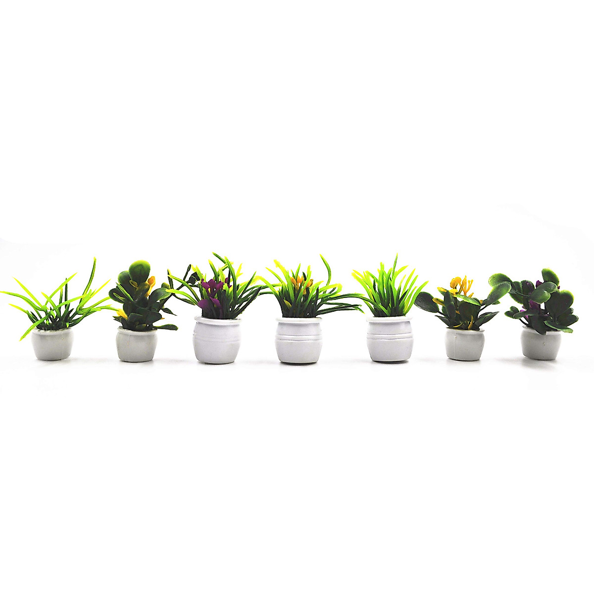 Togudot 7 Pcs Miniature Potted Plants Dollhouse Mini Plant Bonsai Flower Model Tiny Fake Greenery Decoration
