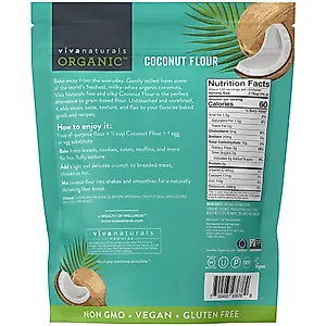 Viva Naturals Organic Coconut Flour (4 lbs) - Gluten Free Flour Substitute for Keto, Paleo and Vegan Baking, Low Fat and Fiber-Rich Coconut Baking Flour, Non-GMO, Unbleached and Unrefined, 1.81 kg