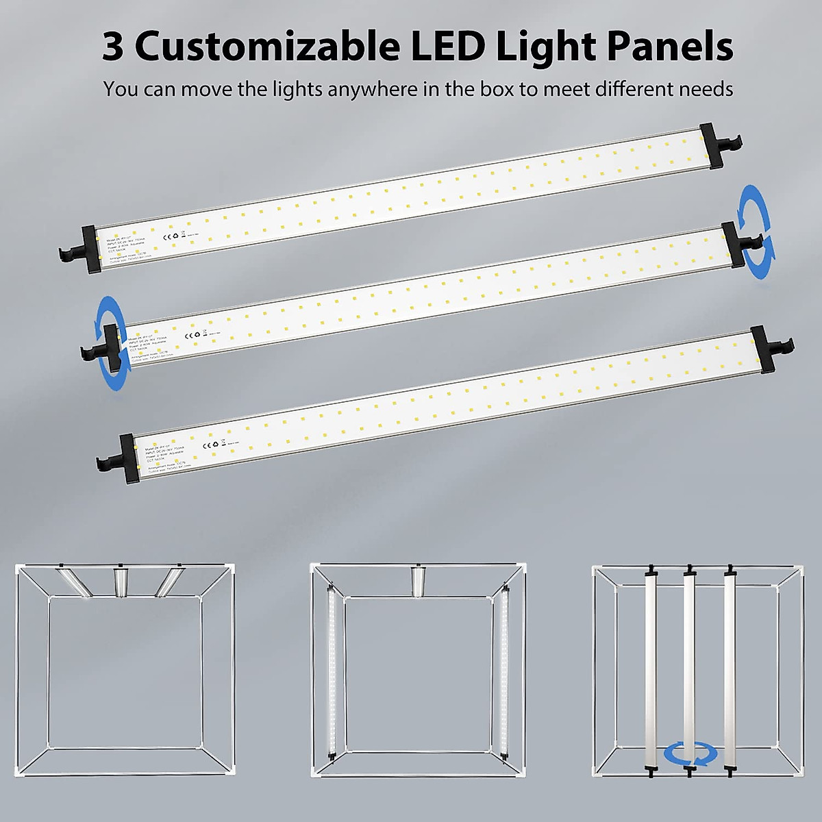 Takerers Photo Studio Light Box,39x39 Inch/100x100cm 210 LED Professional Photo Background Shooting Tent with 3 Stepless Dimming Light Panel, Lightbox with 5 Color Backdrops for Product Photography