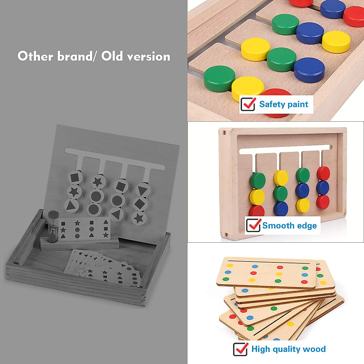 AMOMO Montessori Learning Toys Slide Puzzle Color & Shape Matching Brain Teasers Logic Game Preschool Educational Wooden Toys for Kids Boys Girls Age 3-7 Years Old Airplane Travel Toys Birthday Gifts