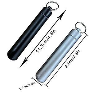 ACoiay Portable toothpick holder Stainless Steelaluminum Waterproof,toothpick case travel Pocket3 Pieces with Keychain, forOutdoor Picnic and Camping(A) (Stainless Steel)