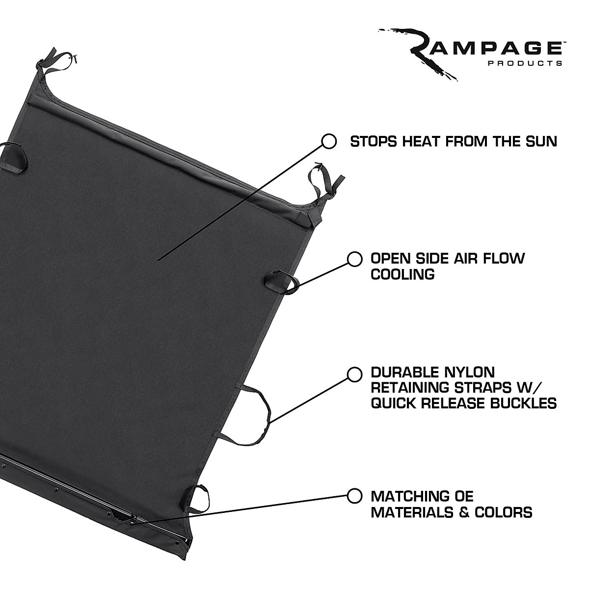 Rampage California Brief Soft Top | Vinyl, Black | 90701 Fits 1976 - 1986 Jeep CJ7