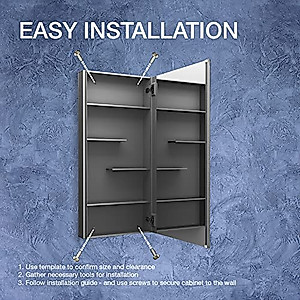 KOHLER K-81148-DA1 Maxstow Frameless Surface Mount Bathroom Medicine Cabinet, 20" x 40", Dark Anodized Aluminum