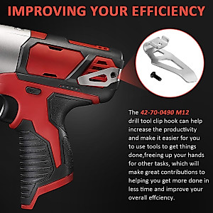 Belt Clips for Milwaukee, 4pcs 42-70-0490 Drill Tool Clips Hook Kit with Screws for Milwaukee Hex Screwdrive, Drill Driver, 12 Volt Power Tools