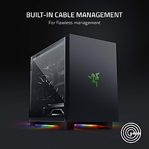 Razer Tomahawk Mini-ITX Gaming Case: Dual-Sided Tempered Glass Swivel Doors, Ventilated Top Panel, Chroma RGB Underglow Lighting, Built-in Cable Management, Classic Black