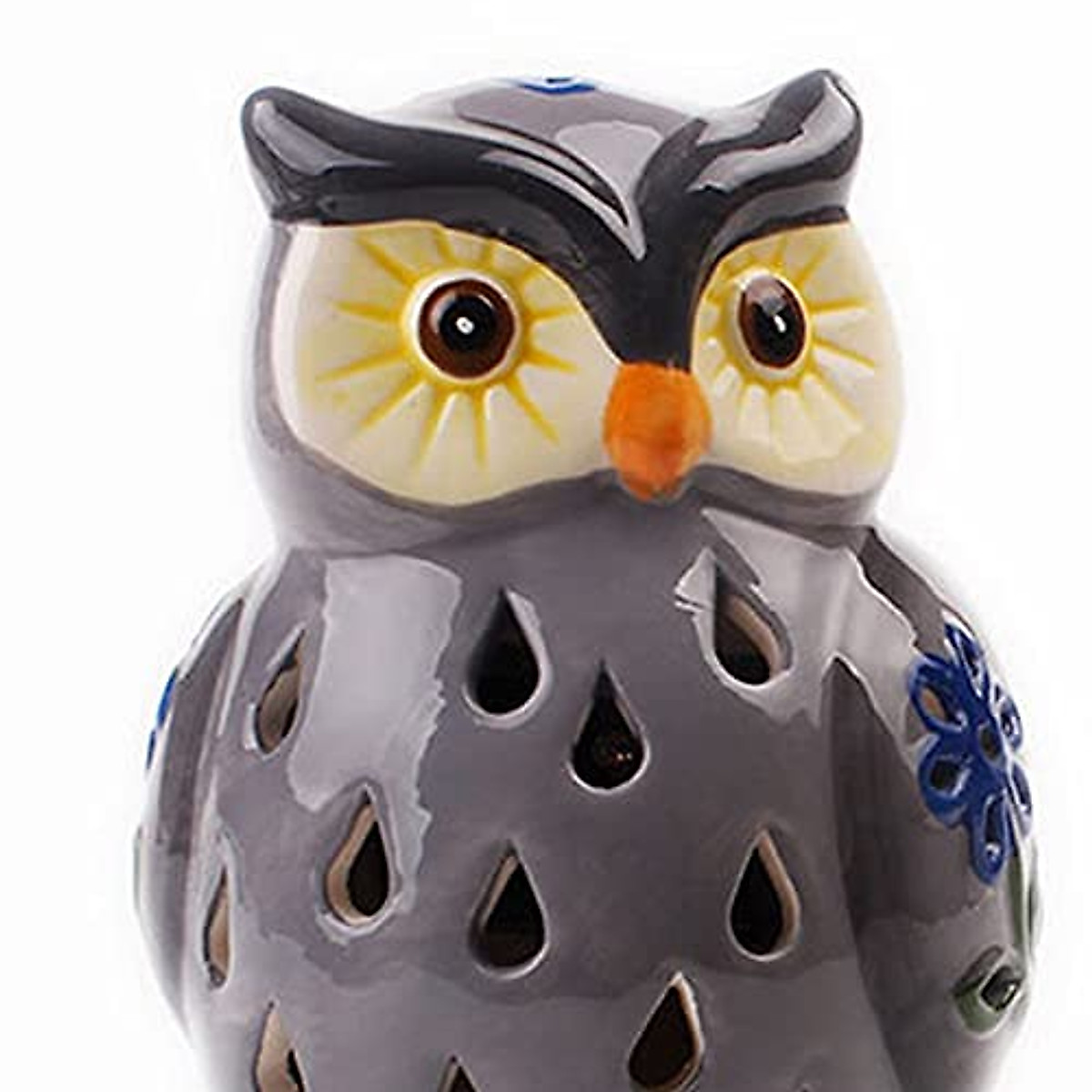 5.31in Ceramic Owl Garden Statue Figurines, LED Solar Light Lawn Lamp Yard Art Home Garden Decor