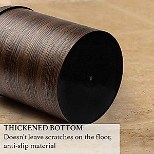 Round Waste Bins Hipsteen Retro Style Pressing Ring Plastic Trash Can Household Office Mimetic Wood Grain Garbage Bin Kitchen Outdoor Bedroom Bathroom Office Commercial Bins Waste