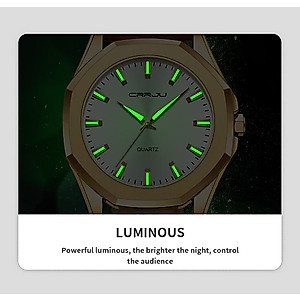 CRRJU Men's Golden Fashion Luxury Classical Leather Watches for Men Business Simple Luminous Analog Quartz Wristwatches