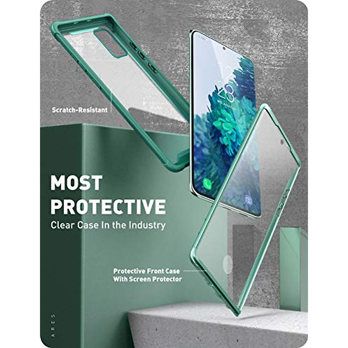 i-Blason Ares Series Designed for Samsung Galaxy S20 FE 5G Case (2020 Release), Dual Layer Rugged Clear Bumper Case with Built-in Screen Protector (MintGreen)