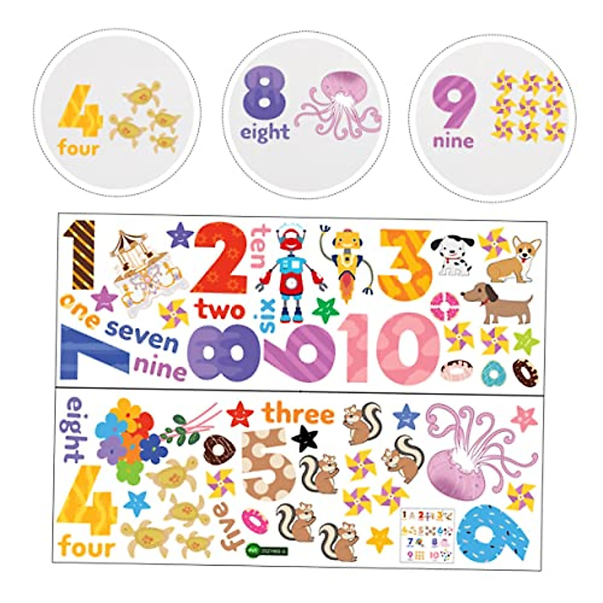 VOSAREA 3 Sets Digital Cartoon Wall Sticker Wall Decoration Classroom Wall Decals Number Wall Stickers Kindergarten Wall Sticker Trendy Room Decor Cartoon Number Design Sticker