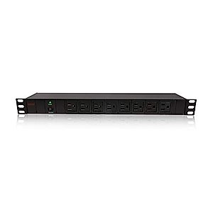 Maruson Basic PDU, 8 5-15R Outlets, 120V / 15A, 5-15P, 19" 1U Horizontal Rackmount Power Distribution Unit, 10 ft Cord, UL Certified & RoHS Compliant, for Server Racks and Networking, PDU-R1508