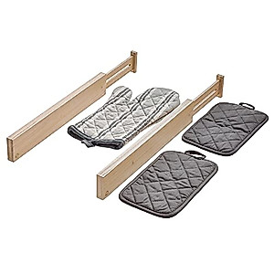 iDesign Renewable Paulownia Wood Collection Expandable Drawer Divider Inserts, 2.5" x 17"-22", Set of 2, Natural