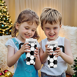 Soccer Gifts for Kids, Soccer Tumbler with Handle 14 Oz, Stainless Steel Insulated Soccers Sports Mugs Water Bottle, Birthday Gifts for Toddlers Teens Little Boys Girls Player Fan