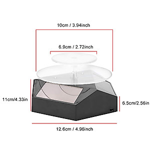Rotating Display Stand Solar, 360 Rotating Solar Power Showcase LED Light Turntable Watch Jewelry Ring Display Stand for Jewelry Watch Mobile Phones Ring Display (Black)