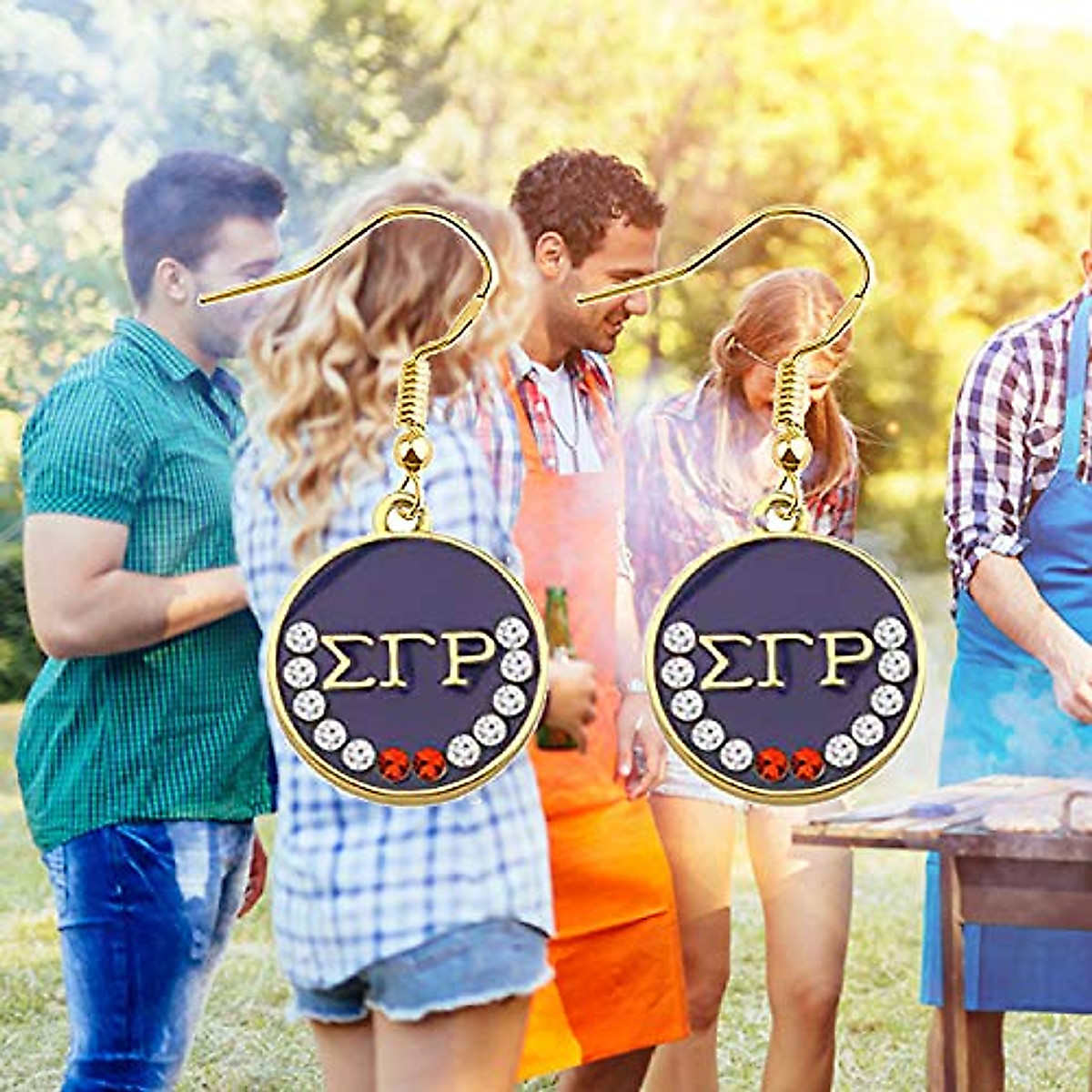 BAUNA Sigma Gamma Rho Sorority Inspired Earring Rhinestone Pendant 1922 Greek Sorority Jewelry Gift for Soror