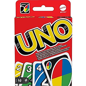 UNO - Classic Colour & Number Matching Card Game - 112 Cards - Customizable & Erasable Wild - Special Action Cards Included - Gift for Kids 7+, W2087