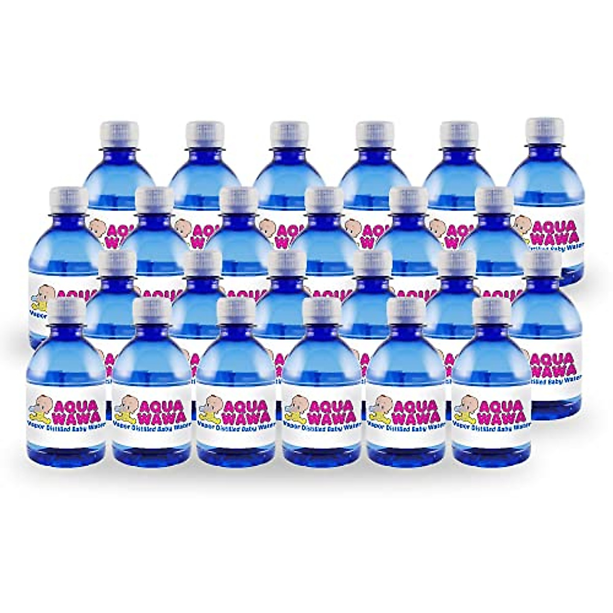 AQUAWAWA Nursery Water For Babies 24 Pack 8 oz Bottles Purified Vapor Distilled | Fresh Single Serve| Lightweight For Diaper Bag | BPA, Fluoride, Chemical and Mineral Free | Dr Recommended, Baby Safe, Clean, FRESH