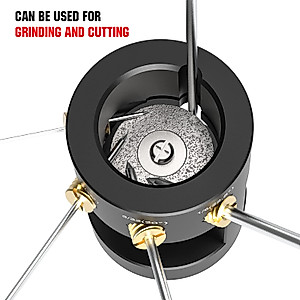 3mirrors ALUMINUM Tungsten Electrode Sharpener Grinder TIG Welding Rotary Tool w/Flat Grinding Block, Cut-Off Slot, Multi-Angle & Offsets, 4 Screw Holes, 5 Double-Sided Grind Wheels, 2 CNC Mandrels