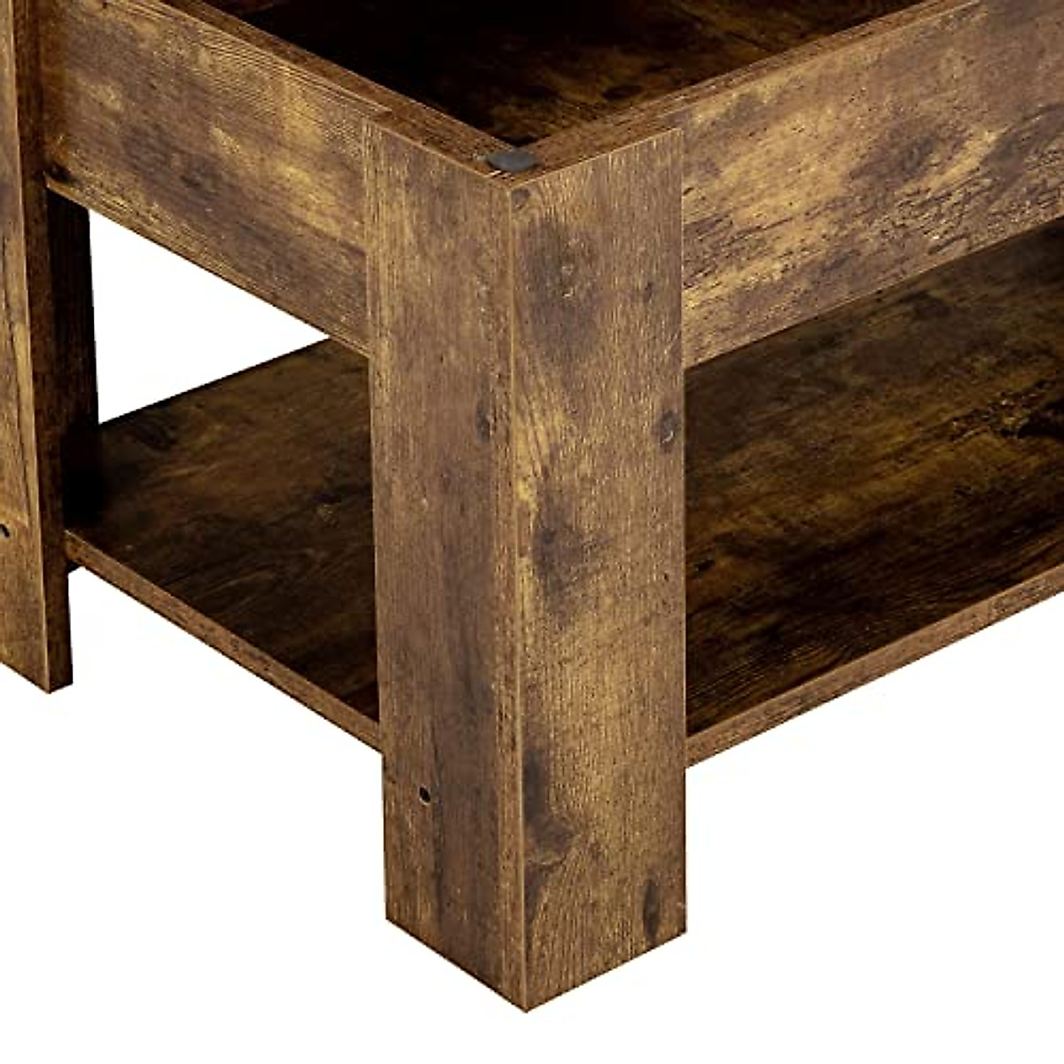 Yaheetech Lift Top Coffee Table with Hidden Compartment and Storage Shelf, Rising Tabletop Dining Table for Living Room Reception Room, 38.6in L, Rustic Brown